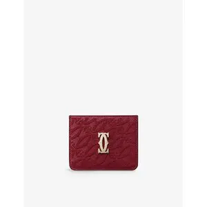 Cartier C De Logo-embellished Leather Card Holder - Red