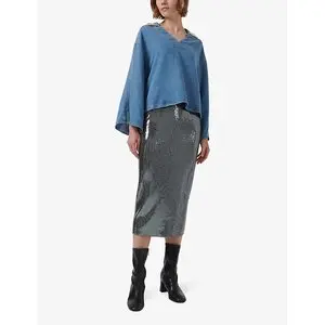 LEEM Sequined Maxi Pencil Skirt