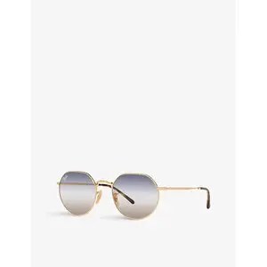 Ray-ban Hexagonal Metal And Acetate Sunglasses - Gold