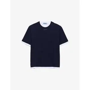 Prada Oversized Round-neck Cotton-jersey T-shirt - Blue