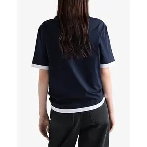 Prada Oversized Round-neck Cotton-jersey T-shirt - Blue