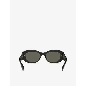 Gucci Round Frame Acetate Sunglasses With Gold Tone Detailing - Black
