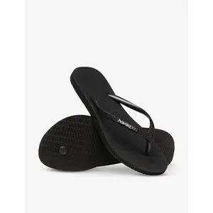 Havaianas Slim Glitter Ii Rubber Flip Flops - Black