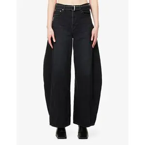 Sacai Belted Barrel-leg Denim Jeans