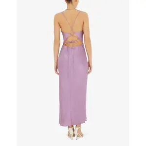 OMNES Riviera Cowl-neck Woven Midi Dress - Violet