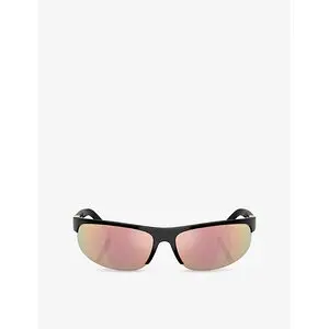 Miu Miu Oval-frame Injected Sunglasses - Black