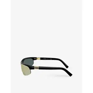 Miu Miu Oval-frame Injected Sunglasses - Black