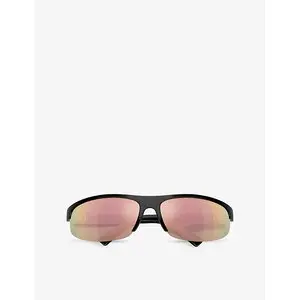 Miu Miu Oval-frame Injected Sunglasses - Black