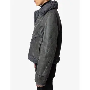 Zadig&Voltaire Regular-fit Shearling & Leather Jacket - Anthracite