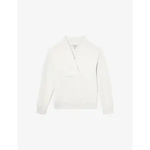 REISS Annabel Shawl-neck Long-sleeve Jersey Top - Ivory