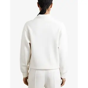 REISS Annabel Shawl-neck Long-sleeve Jersey Top - Ivory
