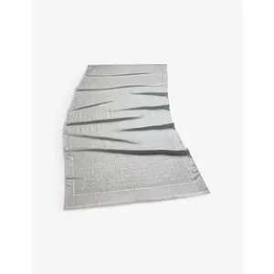 BVLGARI Lettere Maxi Logo-print Metallic Silk And Wool-blend Stole - Silver