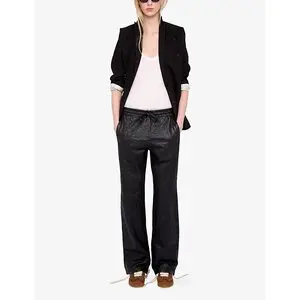 Zadig&Voltaire Elasticated-waist Straight-leg Leather Trousers