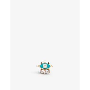 LA MAISON COUTURE Selda Jewellery Diamond And Enamel Single Stud Earring - Turquoise