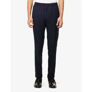 Paul Smith Drawstring Waist Tapered-leg Wool Trousers - Navy