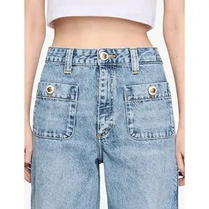 Sandro Patch-pocket Straight-leg Denim Jeans - Bleus