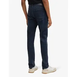 BOSS Slim-fit Straight-leg Stretch-denim Jeans - Navy