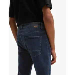 BOSS Slim-fit Straight-leg Stretch-denim Jeans - Navy