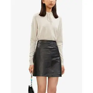 Whistles A-line Leather Mini Skirt