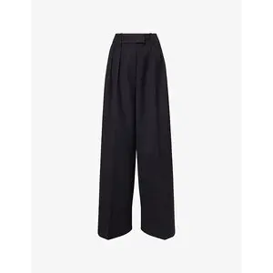 ANINE BING Lou Wide-leg Woven Trousers - Black