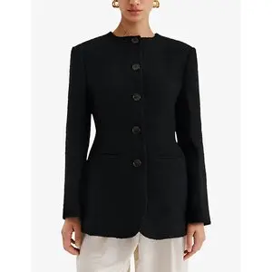 MALINA Carol Fitted Round-neck Wool-blend Blazer