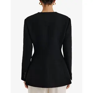 MALINA Carol Fitted Round-neck Wool-blend Blazer
