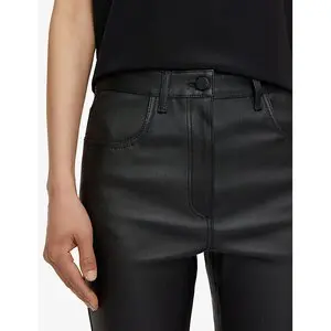 JOSEPH Duke Flared-leg Mid-rise Leather Trousers - Black
