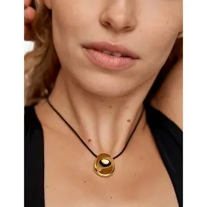 Monica Vinader Aria Cord Pebble Pendant Necklace - Gold