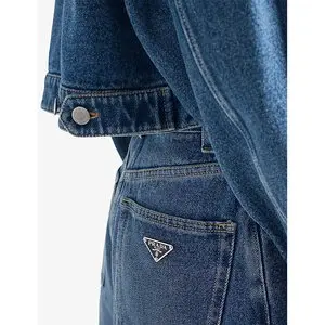 Prada High-rise Faded Wash Denim Shorts