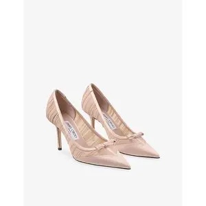 JIMMY CHOO Love 85 Ruched Mesh Satin Pumps