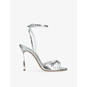 Casadei Blade 100 Metallic-leather Heeled Sandals