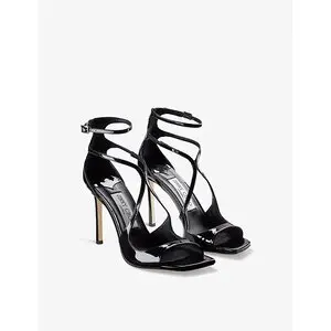 JIMMY CHOO Azia 95 Leather Heeled Sandals - Black