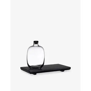 NUDE Malt Crystal Whisky Bottle And Wooden Tray Set - Clear