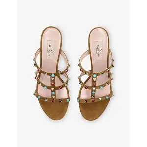 Valentino Garavani Rockstud 60 Suede Heeled Mules - Mult/other