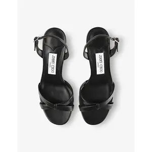 JIMMY CHOO Elsy 70 Leather Heeled Sandals - Black