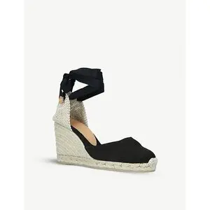 CastaÑer Carina Cotton-canvas Wedge Espadrilles - Black