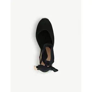CastaÑer Carina Cotton-canvas Wedge Espadrilles - Black