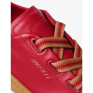 JIMMY CHOO Diamond Light Logo-embossed Leather Low-top Trainers