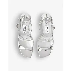 JIMMY CHOO Azia 95 Patent Leather High Heeled Sandals - Silver