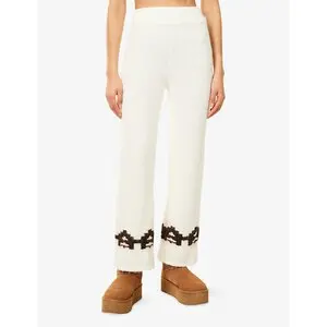 4TH & RECKLESS Fluffy Knit Branded Hem Trousers