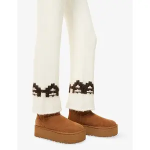 4TH & RECKLESS Fluffy Knit Branded Hem Trousers