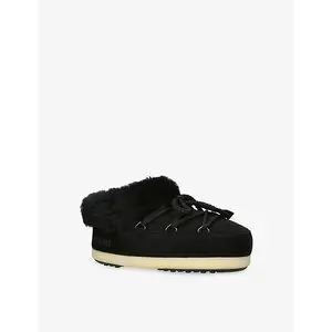Moon Boot Evx Suede And Shearling Mules - Black/comb