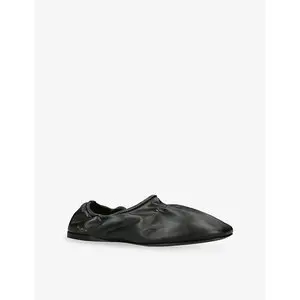 Alaïa Ruched Leather Slipper Flats - Black