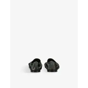 Alaïa Ruched Leather Slipper Flats - Black