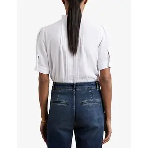 REISS Aurelia Frill-neck Cotton-muslin Top - Ivory