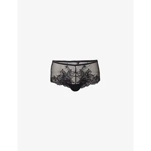 Wacoal Vivid Attraction High-leg Lace And Mesh Tanga Briefs - Black