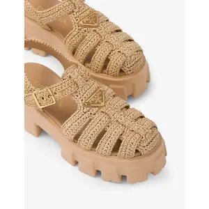 Prada Monolith Logo-plaque Crochet Sandals