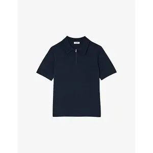 Sandro Zipped Stretch-woven Polo Shirt - Bleus
