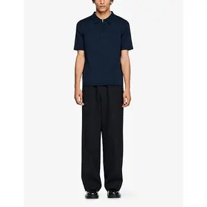 Sandro Zipped Stretch-woven Polo Shirt - Bleus
