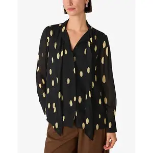 Whistles Polka-dot Tie-neck Blouse